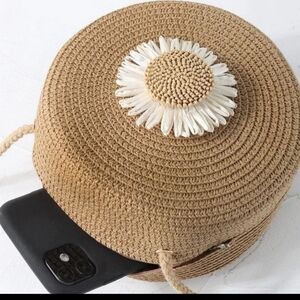 unbra | Bags | New Round Straw Flower Purse | Poshmark